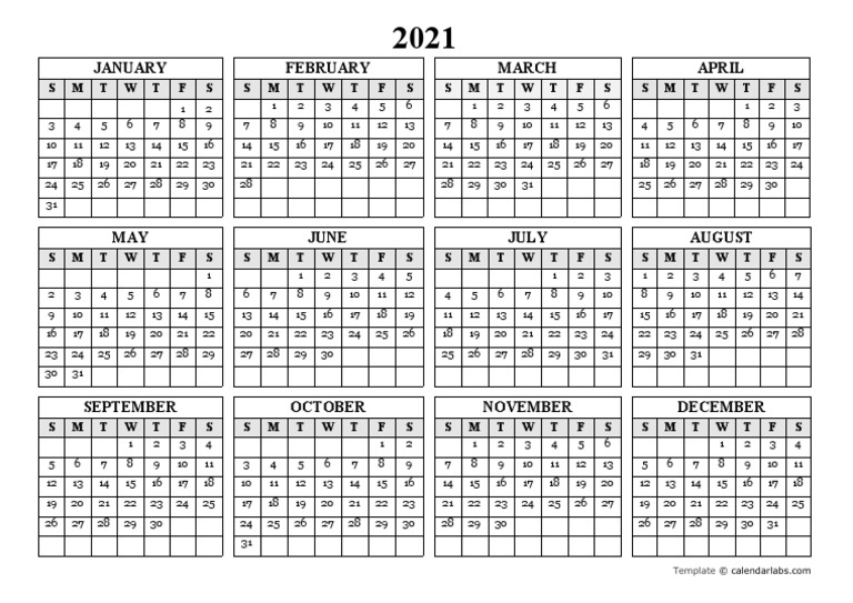 2021 Yearly Calendar Landscape 09 | PDF