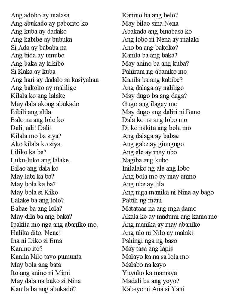 Tagalog Pangungusap | PDF