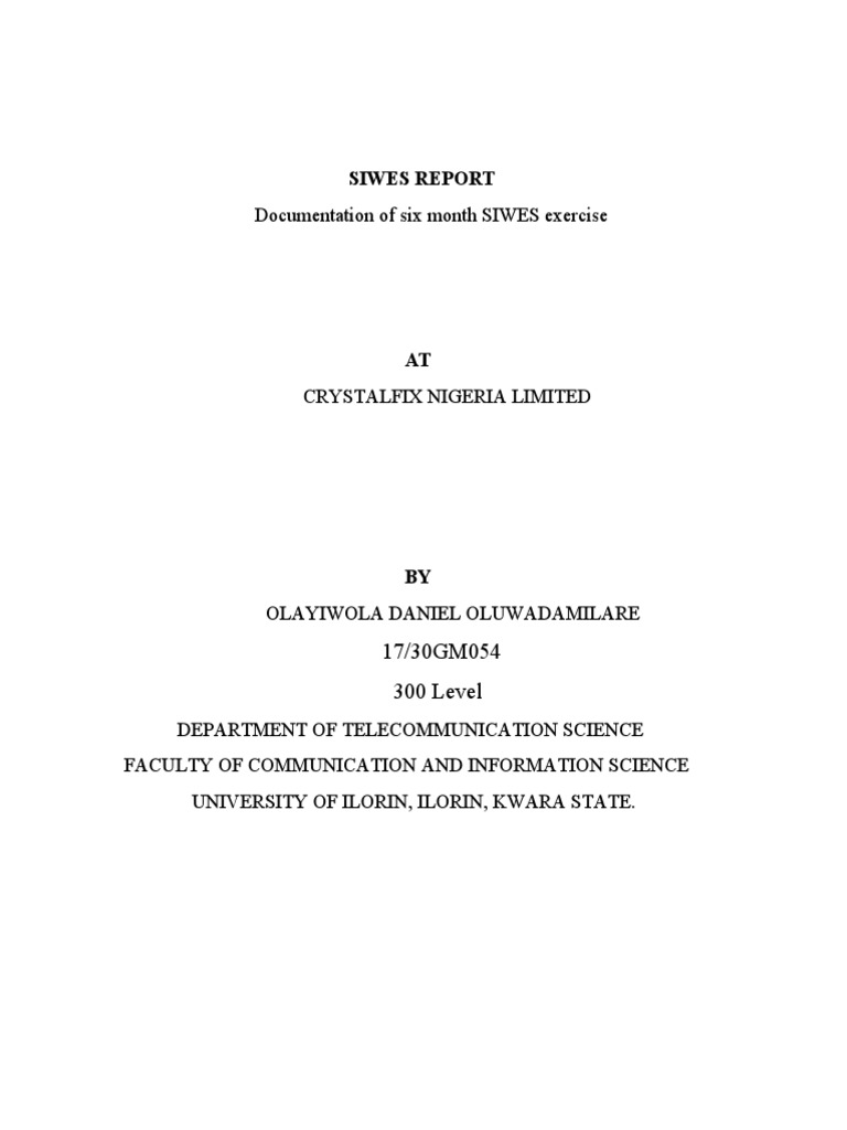 My Siwes Report | PDF | High Speed Packet Access | Data Transmission