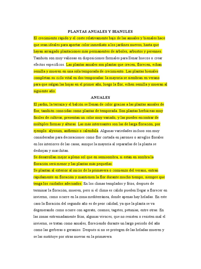 Guía de Plantas Anuales y Bianuales | PDF | Flores | Temporada de ...