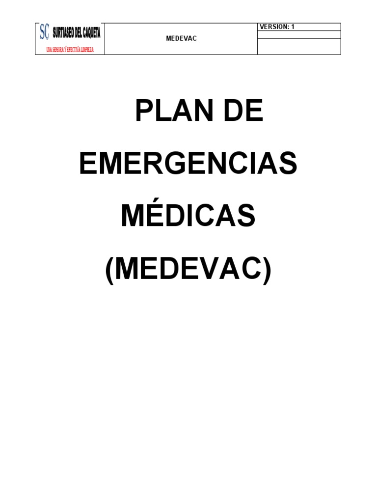 Plan de Emergencias Médicas MEDEVAC | PDF | Ambulancia | Lesión