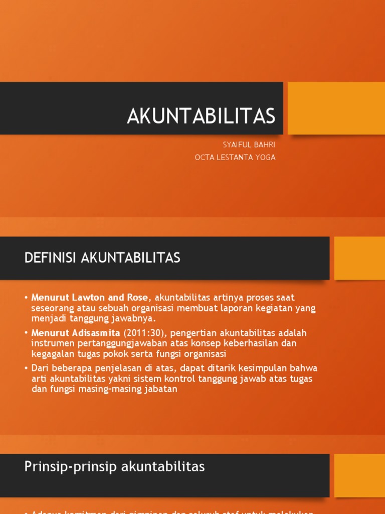 AKUNTABILITAS | PDF | Pengelolaan Keuangan & Uang