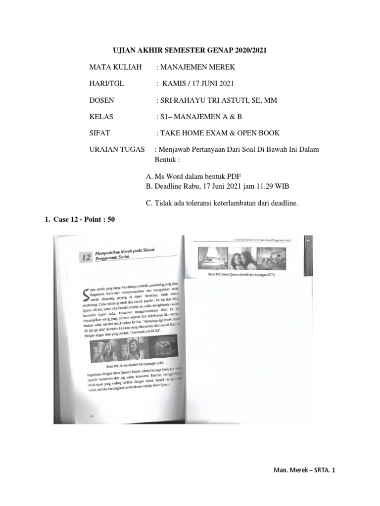 Soal UAS Man. Merek 20202021 | PDF