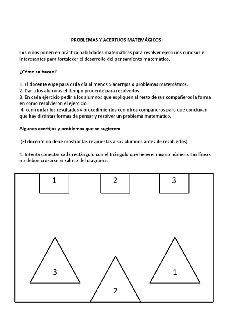 Actividad para Empezar El Día Problemas y Acertijos Matemágicos | PDF