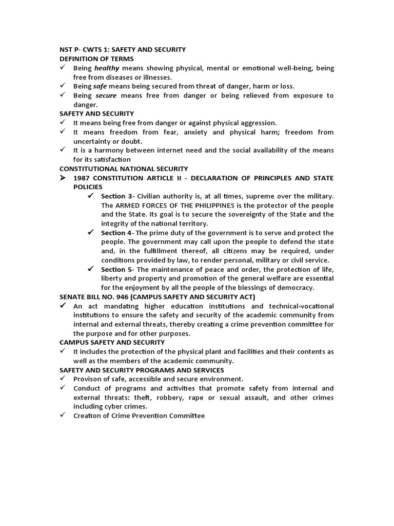NST P-Cwts 1: Safety and Security Definition of Terms | PDF ...