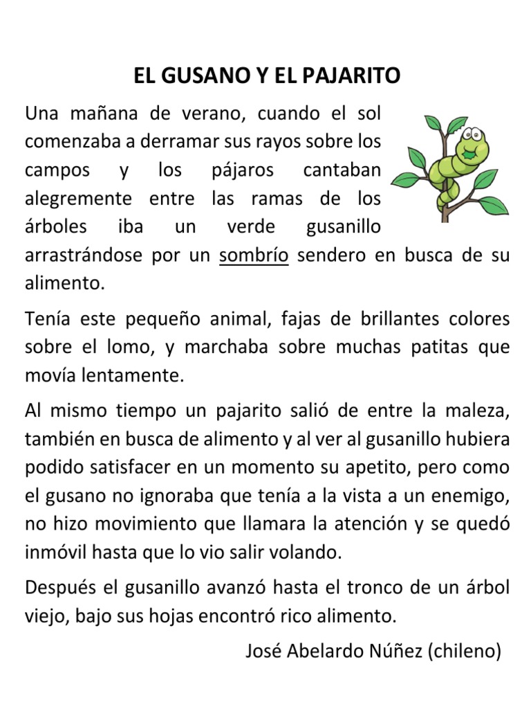 El Gusano y El Pajarito | PDF