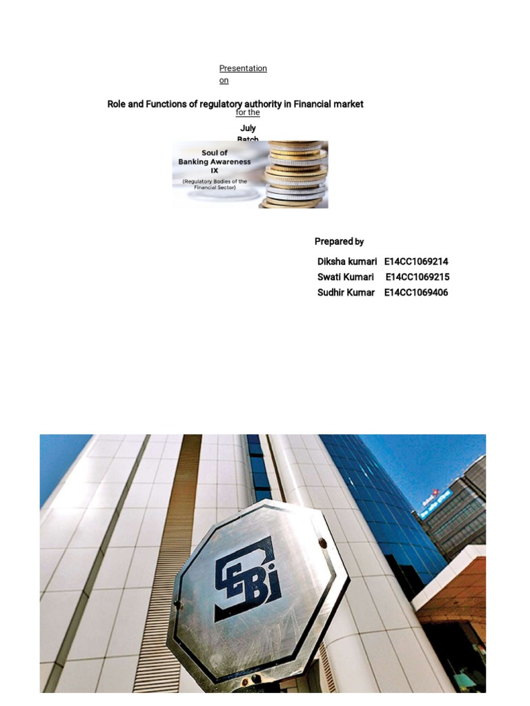 Regulatory Authorities in India's Financial Markets: An Overview of the ...