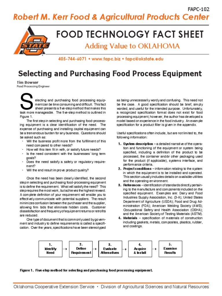 Food Technology Fact Sheet | PDF | Specification (Technical Standard ...