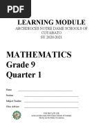 Math 9 Quarter 1 Reviewer | PDF | Factorization | Quadratic Equation