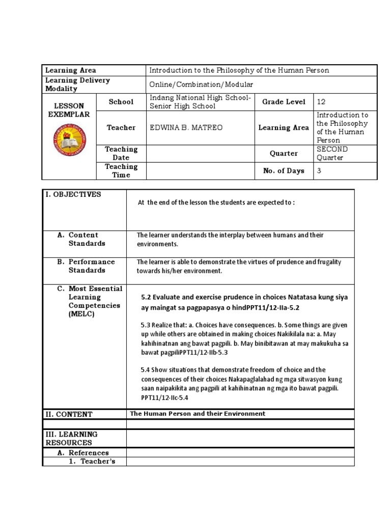 Iphp Second Quarter Week 1 Lesson Exemplar Matreo Jan 2021 1 | PDF ...