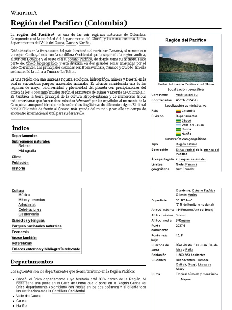 Región Del Pacífico Colombiano | PDF