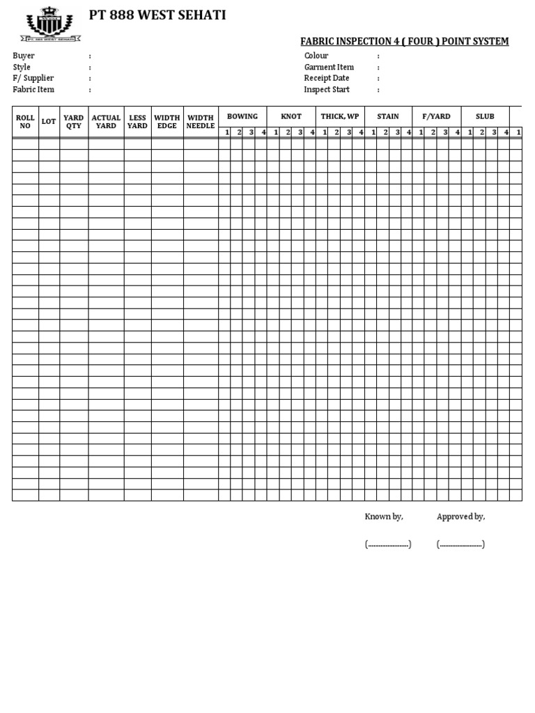 Fabric Inspection 4 (Four) Point System | PDF
