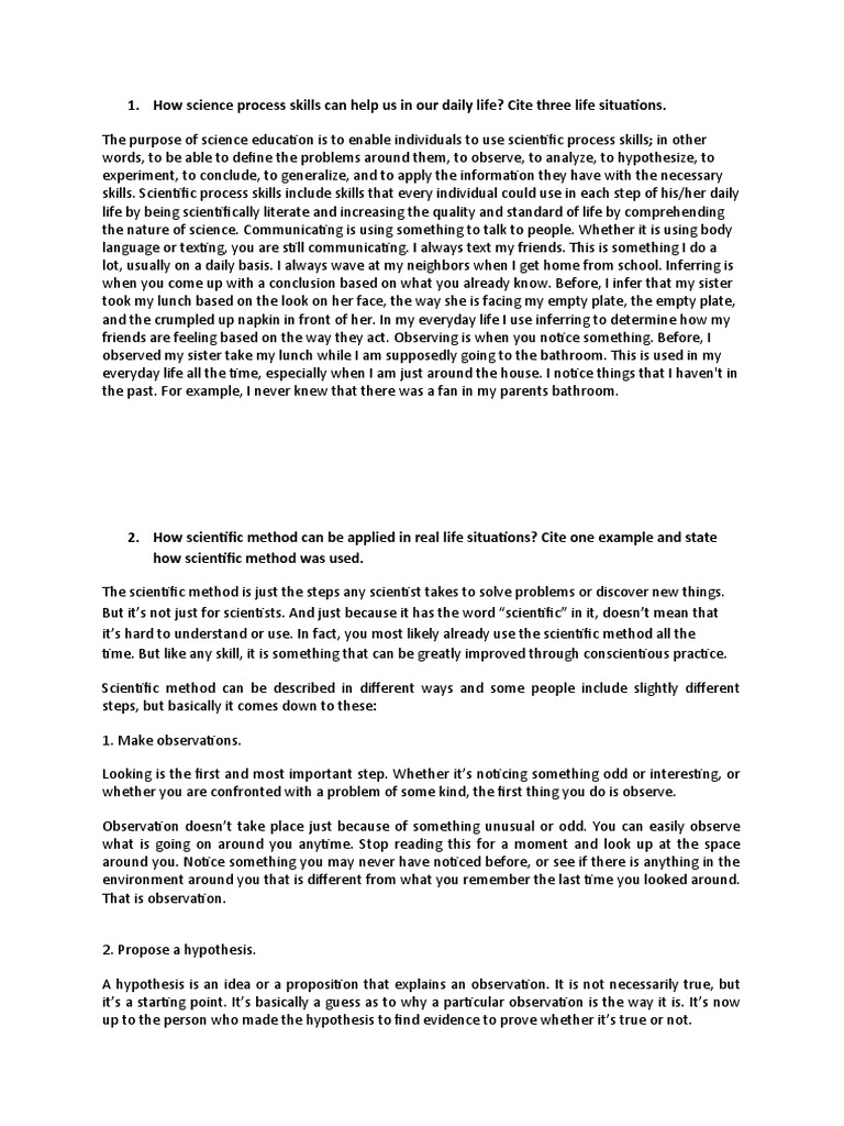 How Science Process Skills Can Help Us in Our Daily Life | PDF ...