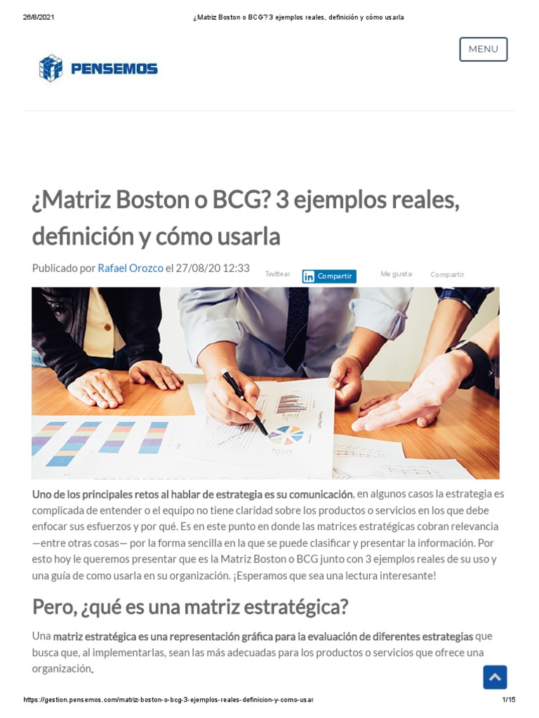 Matriz Boston o BCG - 3 Ejemplos Reales, Definición y Cómo Usarla | PDF ...