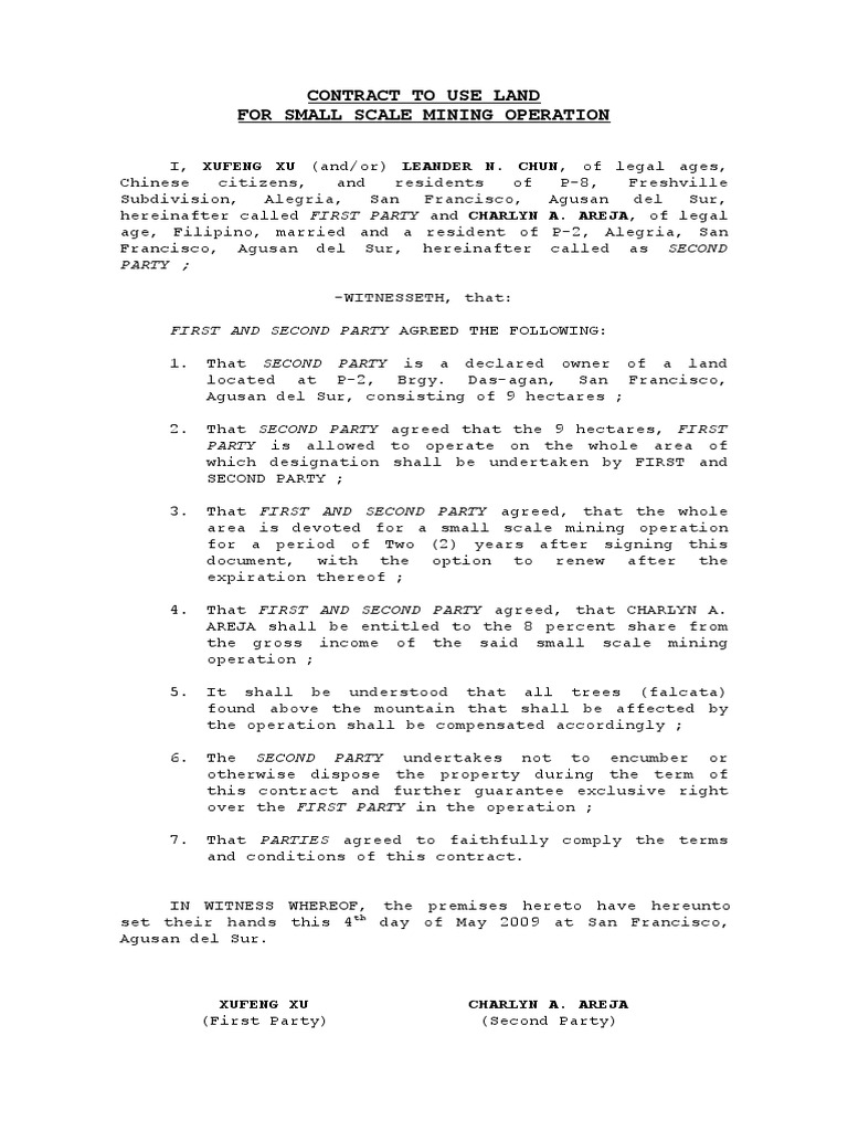 Mining Contract - Xufeng | Download Free PDF | Private Law | Government