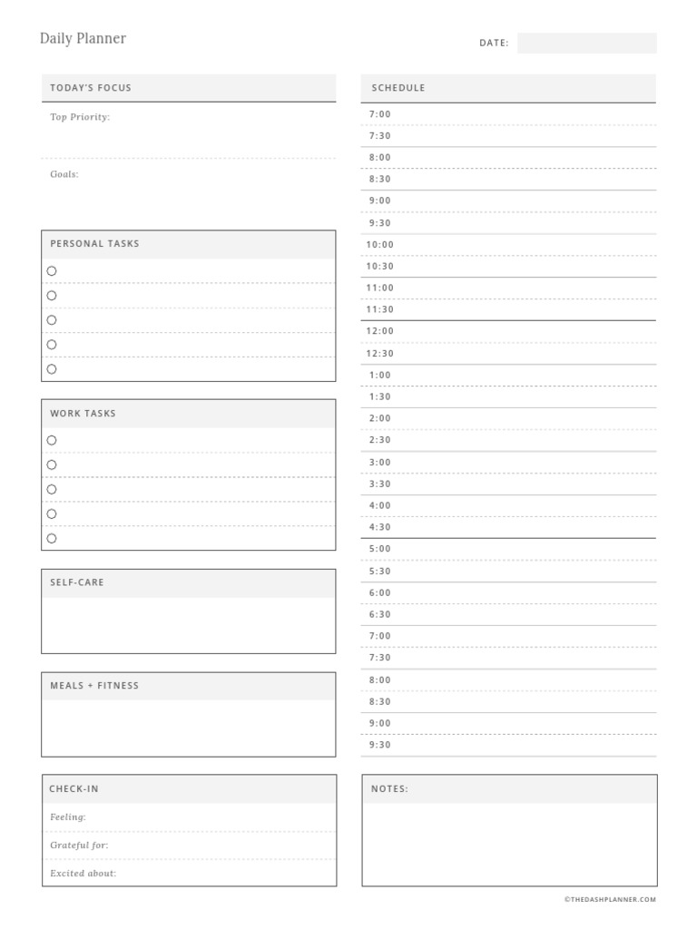 Daily Planning Page | PDF
