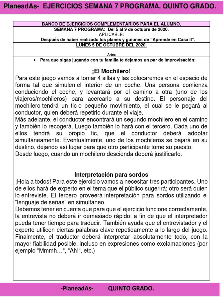 Ejercicios Semana 7 Quinto Grado | PDF | Amor | Hormiga