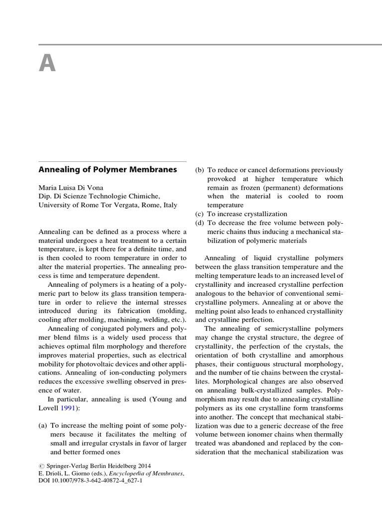Annealing of Polymer Membranes | PDF | Polymers | Crystal