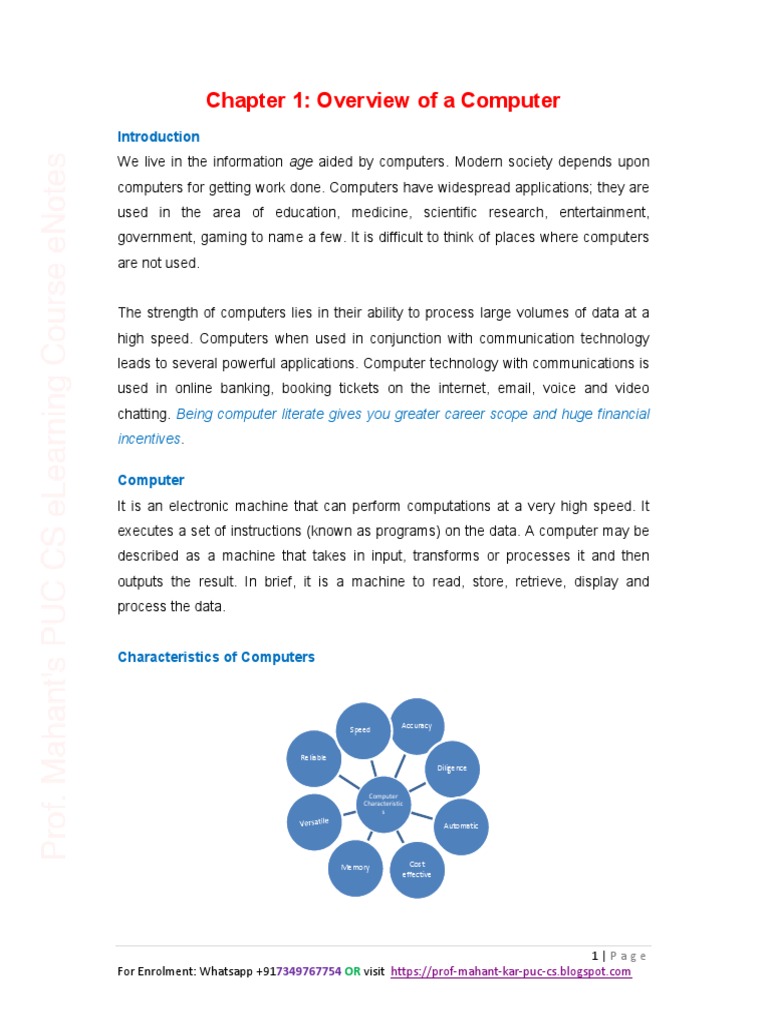 ENotes PDF Chapter 1 - Overview of A Computer Watermarked | PDF ...