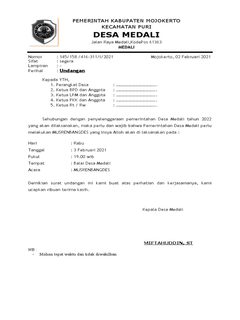 Undangan MUSRENBANG | PDF