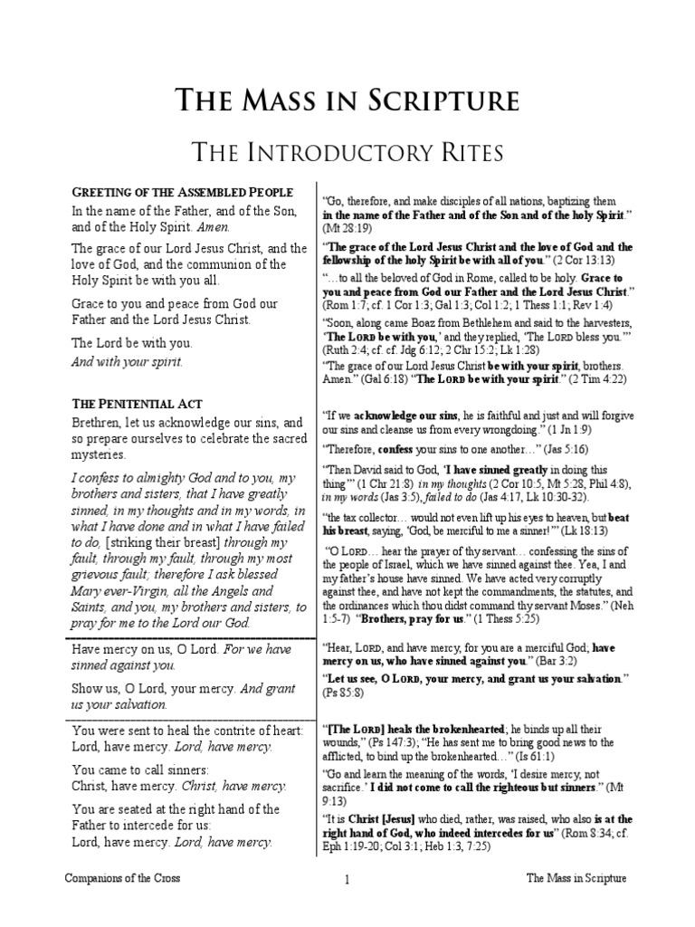 The Mass in Scripture: HE Ntroductory Ites | PDF | Glory (Religion ...