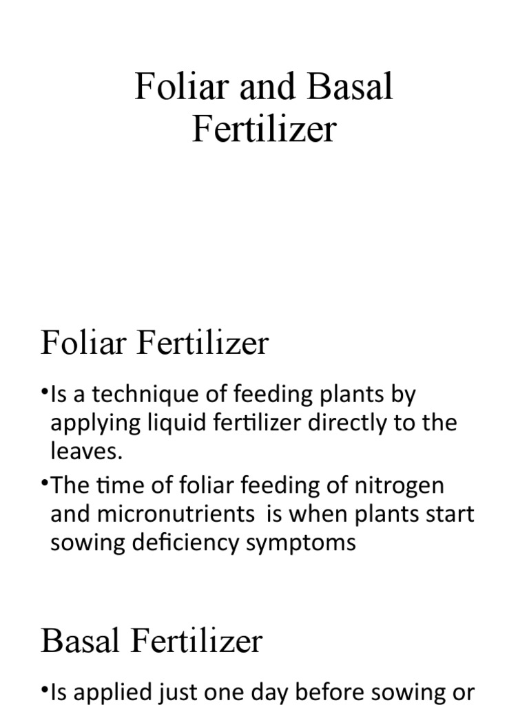 Foliar and Basal Fertilizer | PDF