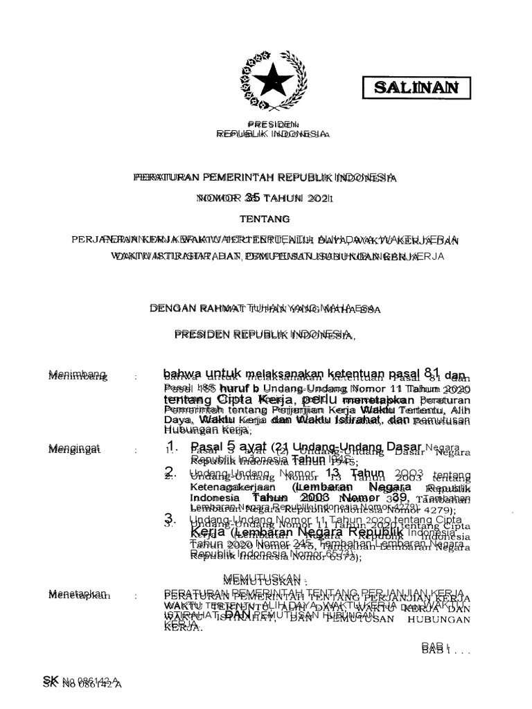 PP 35 Tahun 2021 | PDF