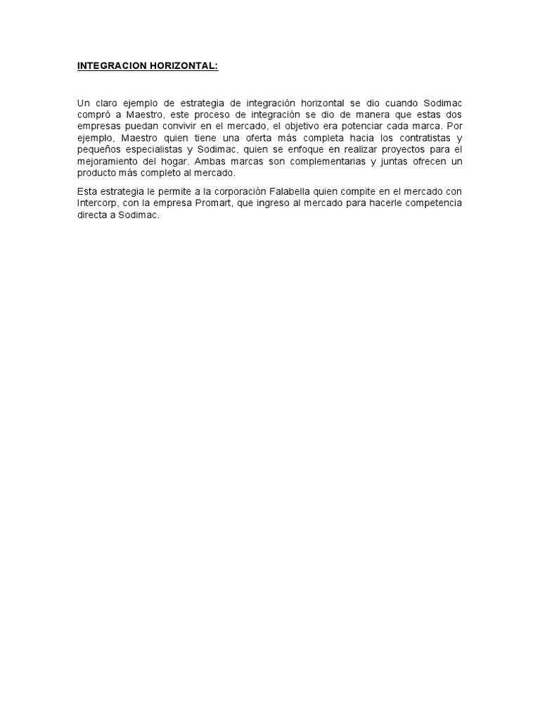 Estrategia de Integración Horizontal | PDF | Negocios