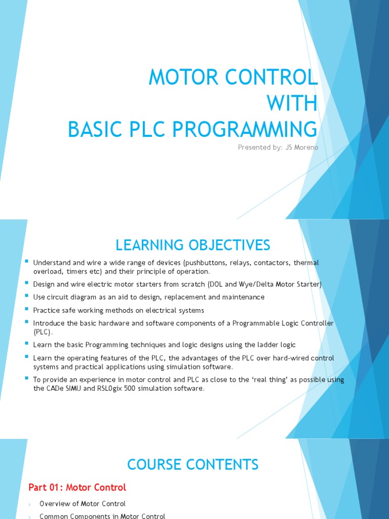 Motor Control With Basic PLC Programming: Presented By: JS Moreno | PDF ...