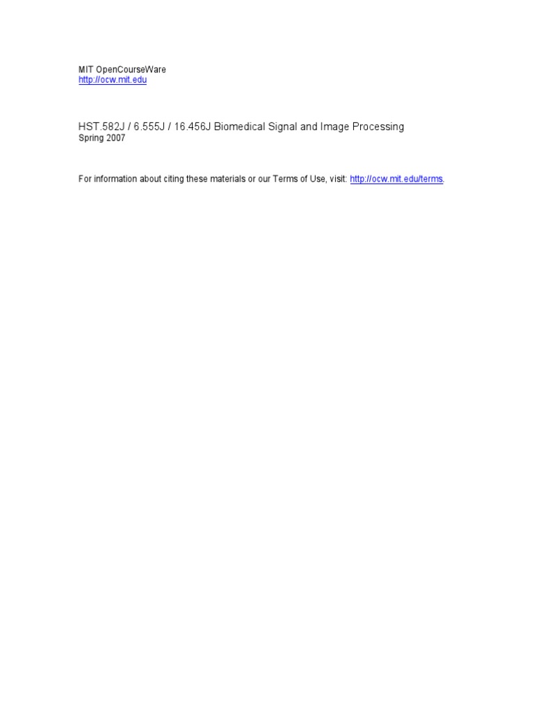 1 Introduction To Biomedical Signal and Image Processing | PDF ...