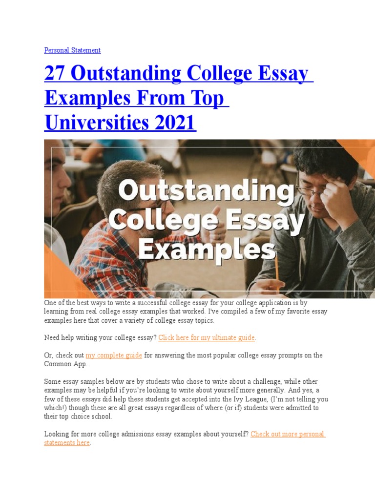 27 Outstanding College Essay Examples From Top Universities 2021 | PDF ...
