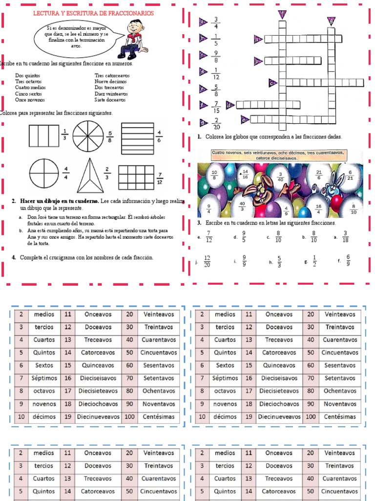 Lectura y Escritura de Fracciones | PDF