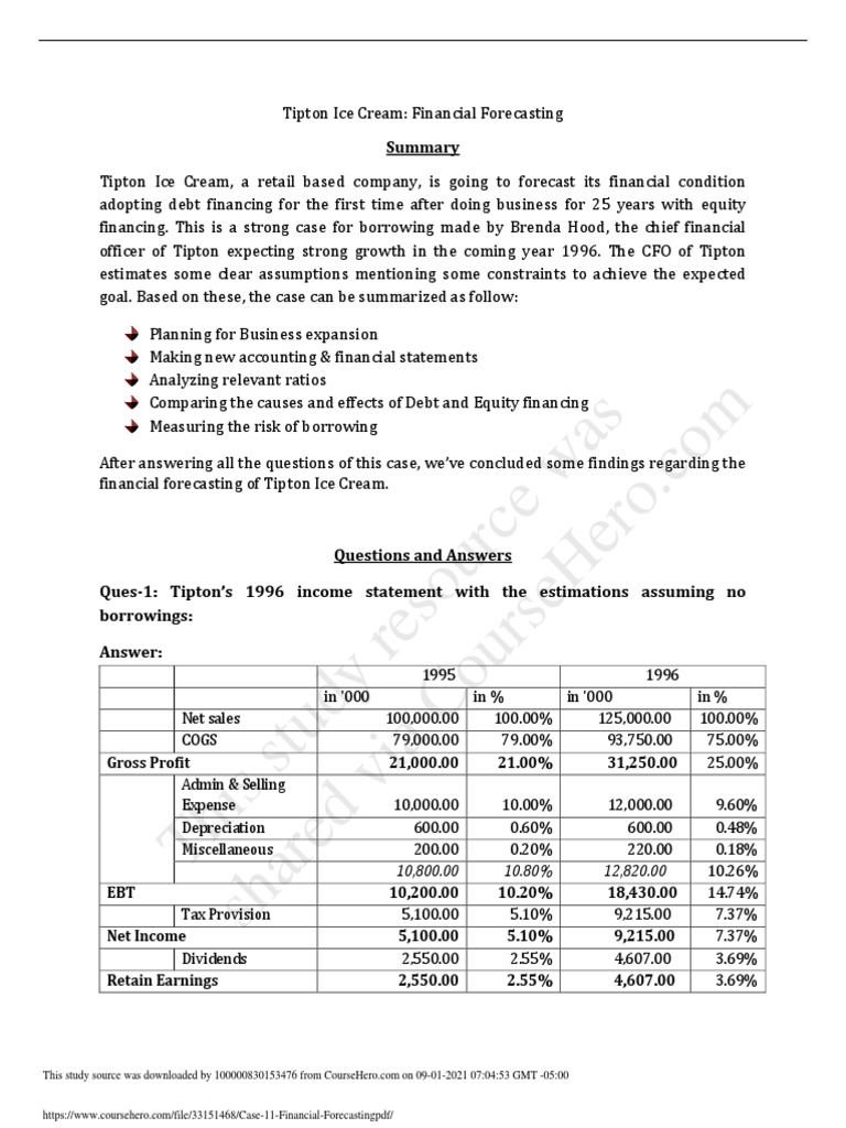 Case 11 Financial Forecasting | PDF | Debt | Stocks