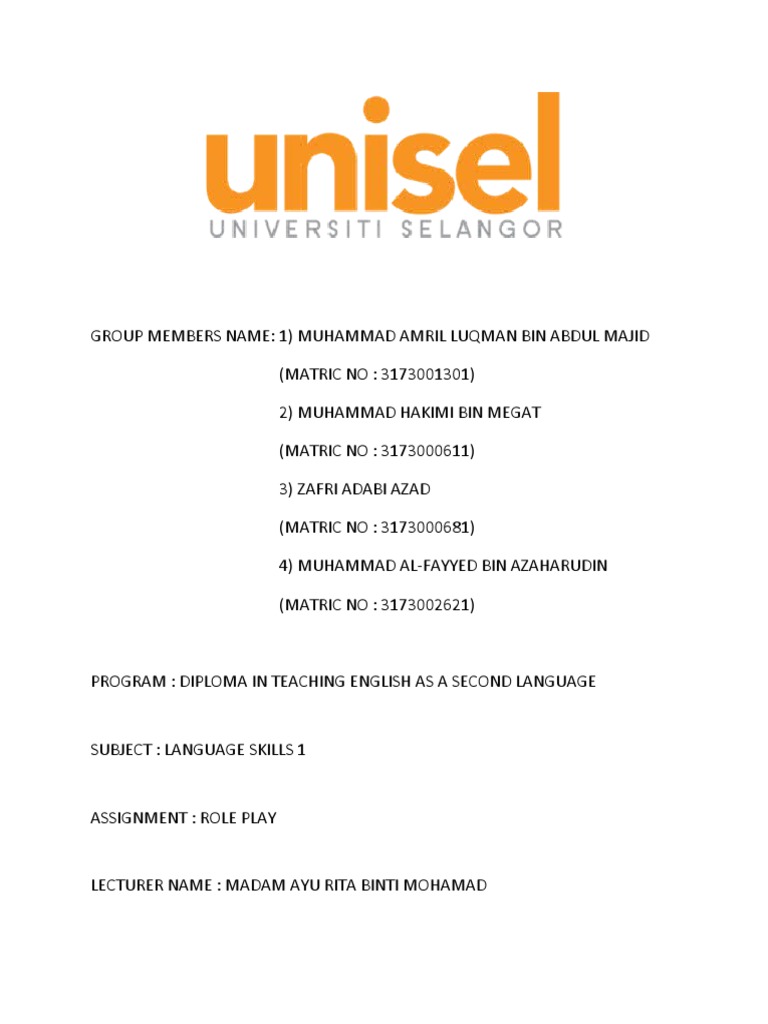 Role Play Assignment | PDF