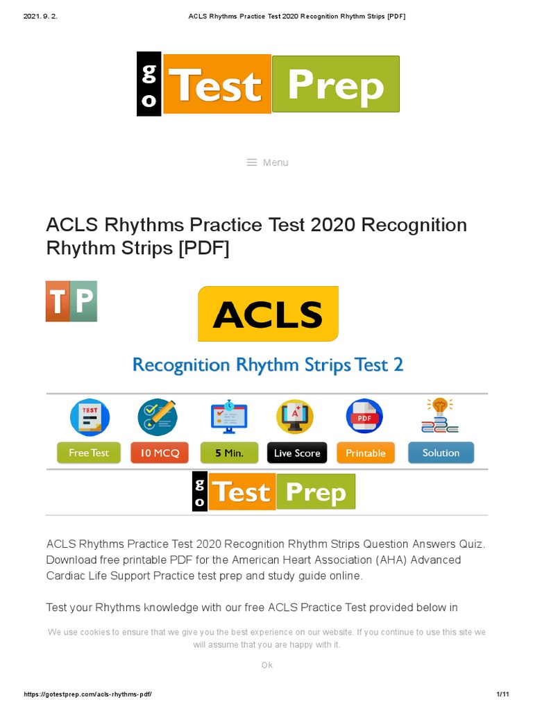 ACLS Rhythms Practice Test 2020 Recognition Rhythm Strips (PDF) | PDF ...