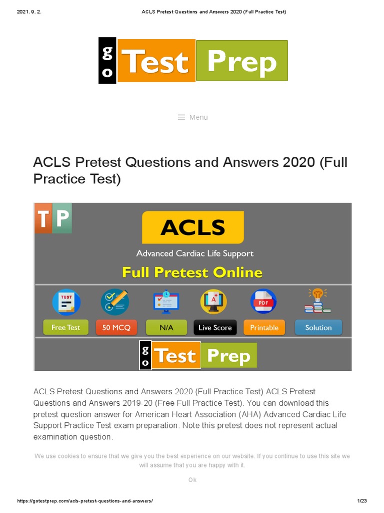 ACLS Pretest Questions and Answers 2020 (Full Practice Test) | Download ...