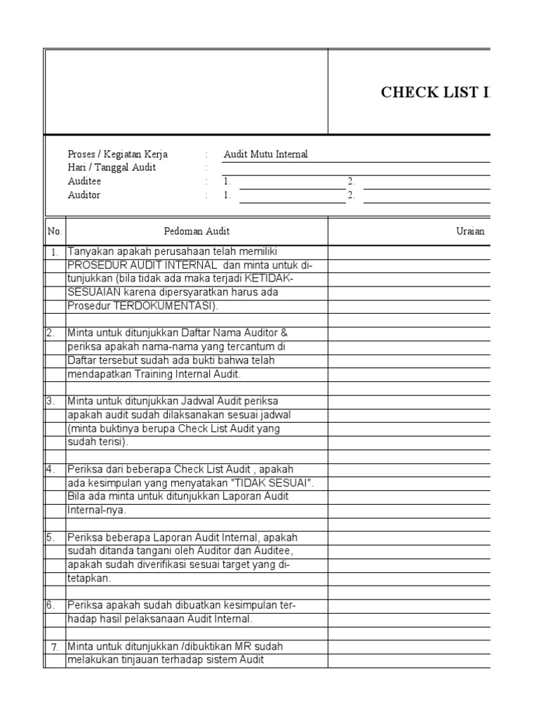 Panduan Audit Internal ISO 9001 | PDF