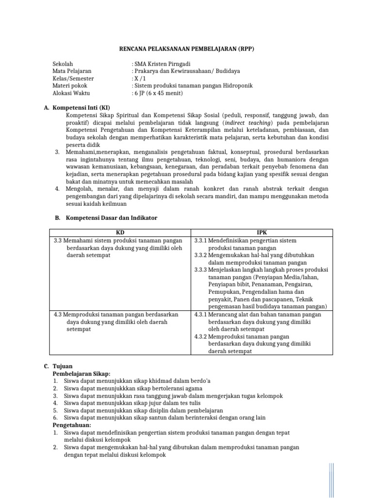 RPP Pkwu Budidaya KD 33 43 PDF Free Dikonversi | PDF