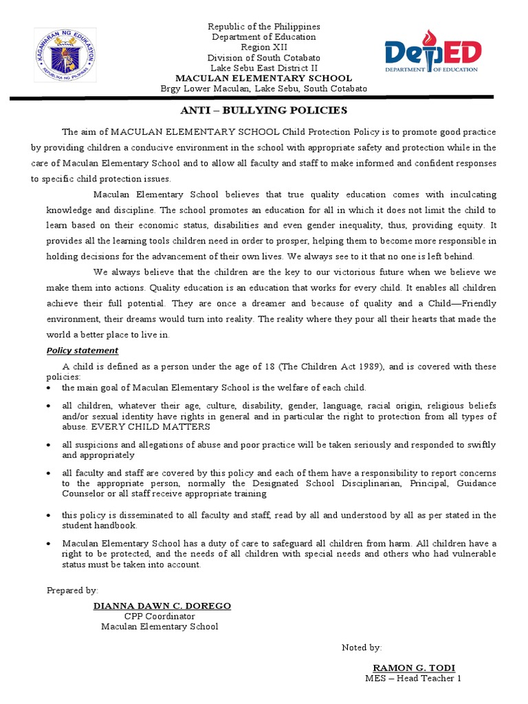 CPP Policies | PDF | Child Protection | Gender