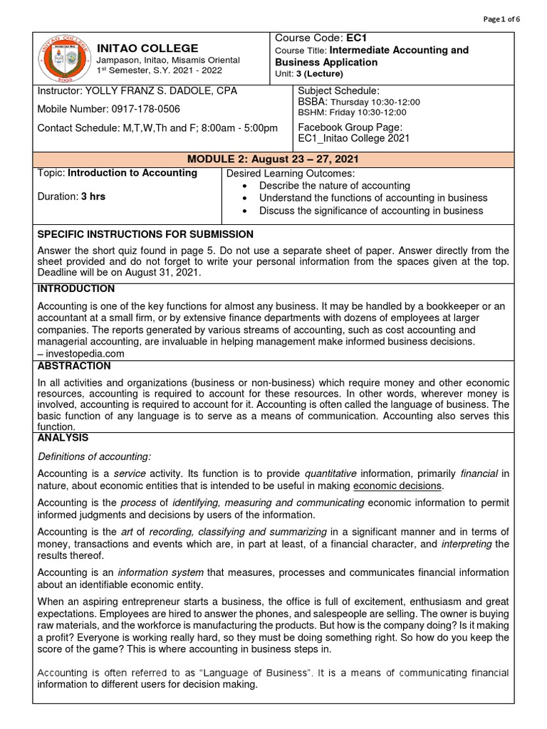 EC1 - Module 2 3 | PDF | Accounting | Audit