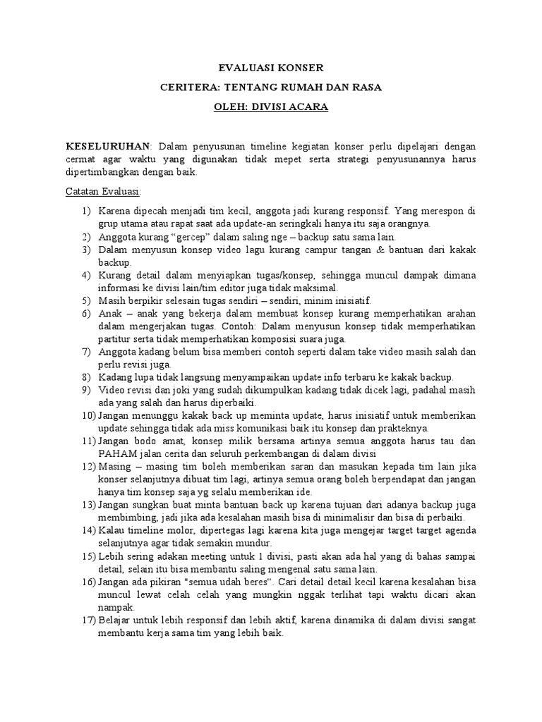 Evaluasi Konser Divisi Acara v3 | PDF Evaluasi Konser Divisi Acara v3 | PDF