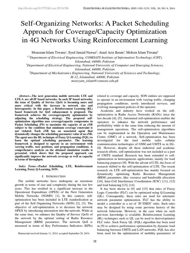 Self-Organizing Networks: A Packet Scheduling Approach For Coverage/Capacity Optimization in 4G ...