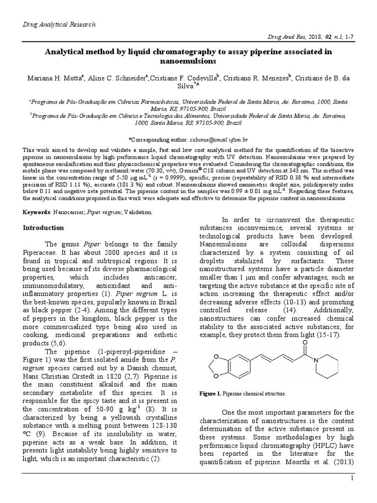 HPLC Method For Piperine | PDF | High Performance Liquid Chromatography | Chromatography