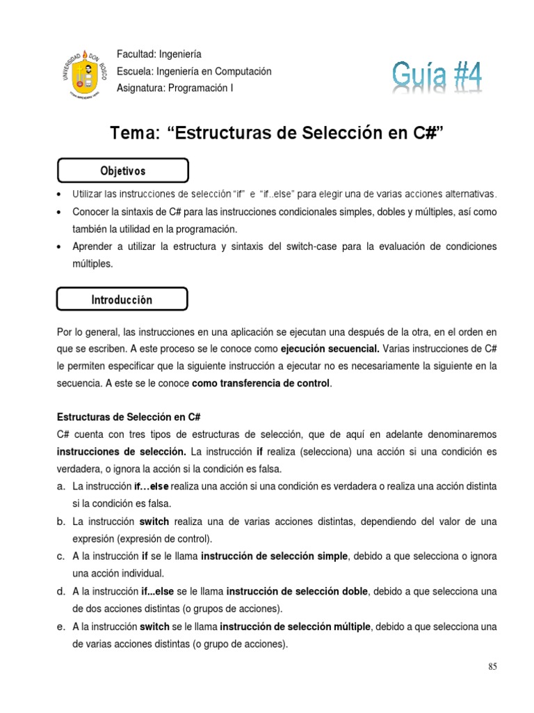 Guia 4 | PDF | C Sharp (lenguaje de programación) | Triángulo