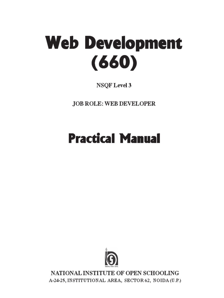 Web Development Practical Book Vocational Course 660 | PDF | World Wide Web | Internet & Web