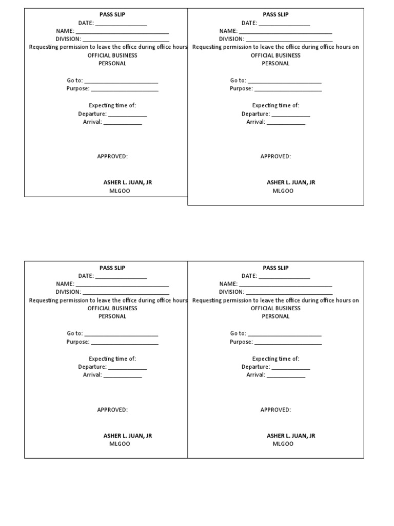 Pass SLip Form | PDF