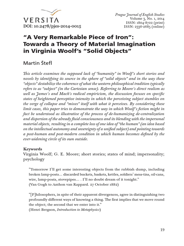 A Very Remarkable Piece of Iron Towards A Theory of Material ...