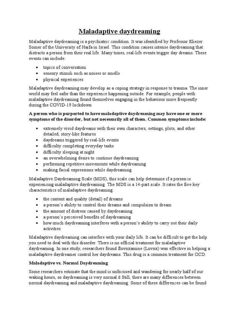 Maladaptive Daydreaming | PDF | Dream | Mental Disorder