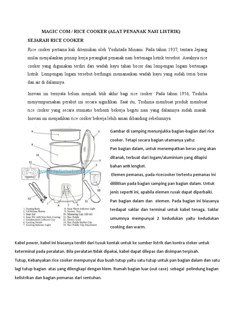 Sejarah dan Fungsi Rice Cooker Yoshitada Minami | PDF