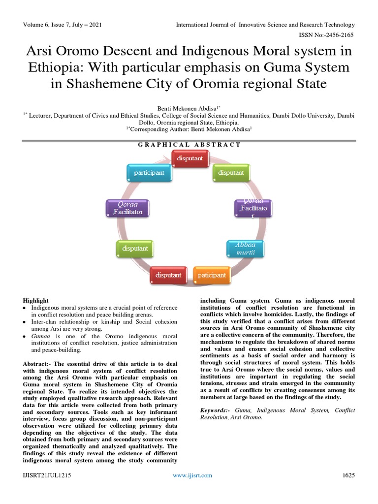 Arsi Oromo Descent and Indigenous Moral System in Ethiopia With Particular Emphasis On Guma ...